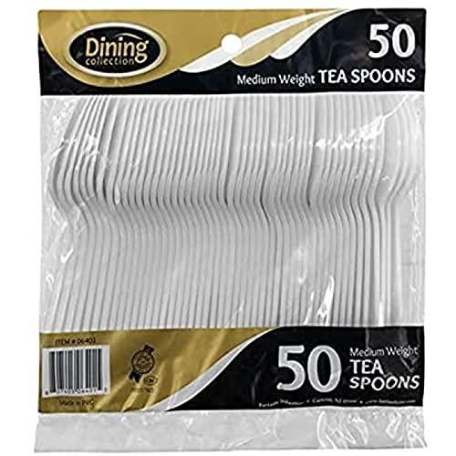 Dining Collection Plastic Teaspoons | White | Pack of 50 | Quick Shop NY